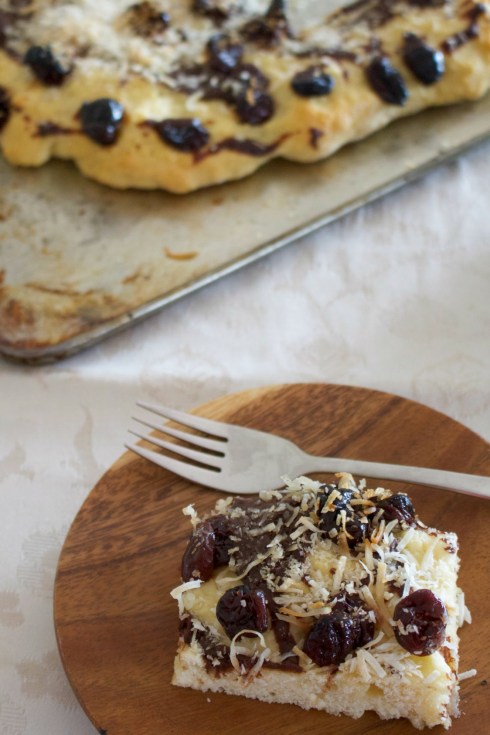 Chocolate, cherry and coconut scone tray bake | the hungry mum
