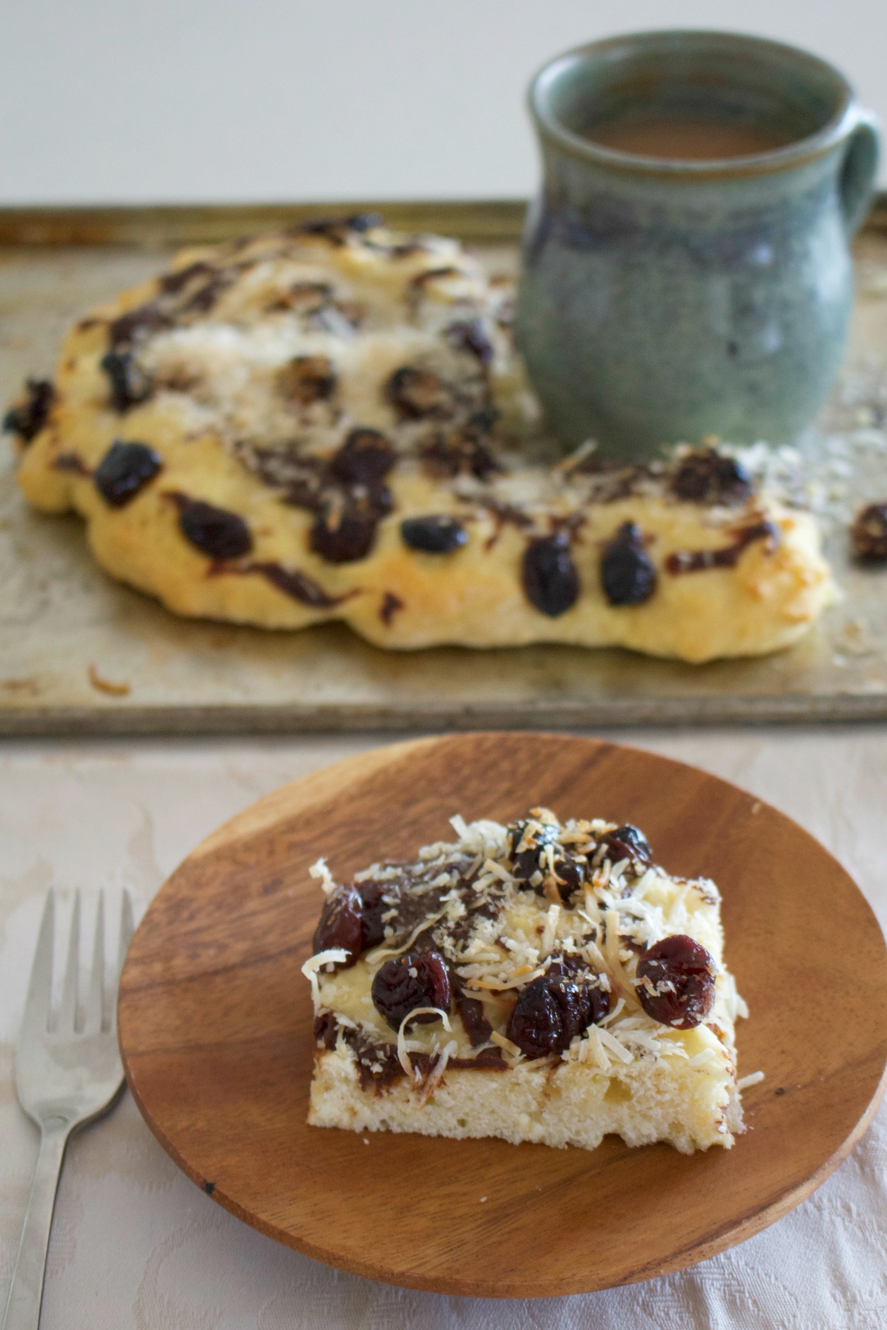 Chocolate, cherry and coconut scone tray bake | the hungry mum