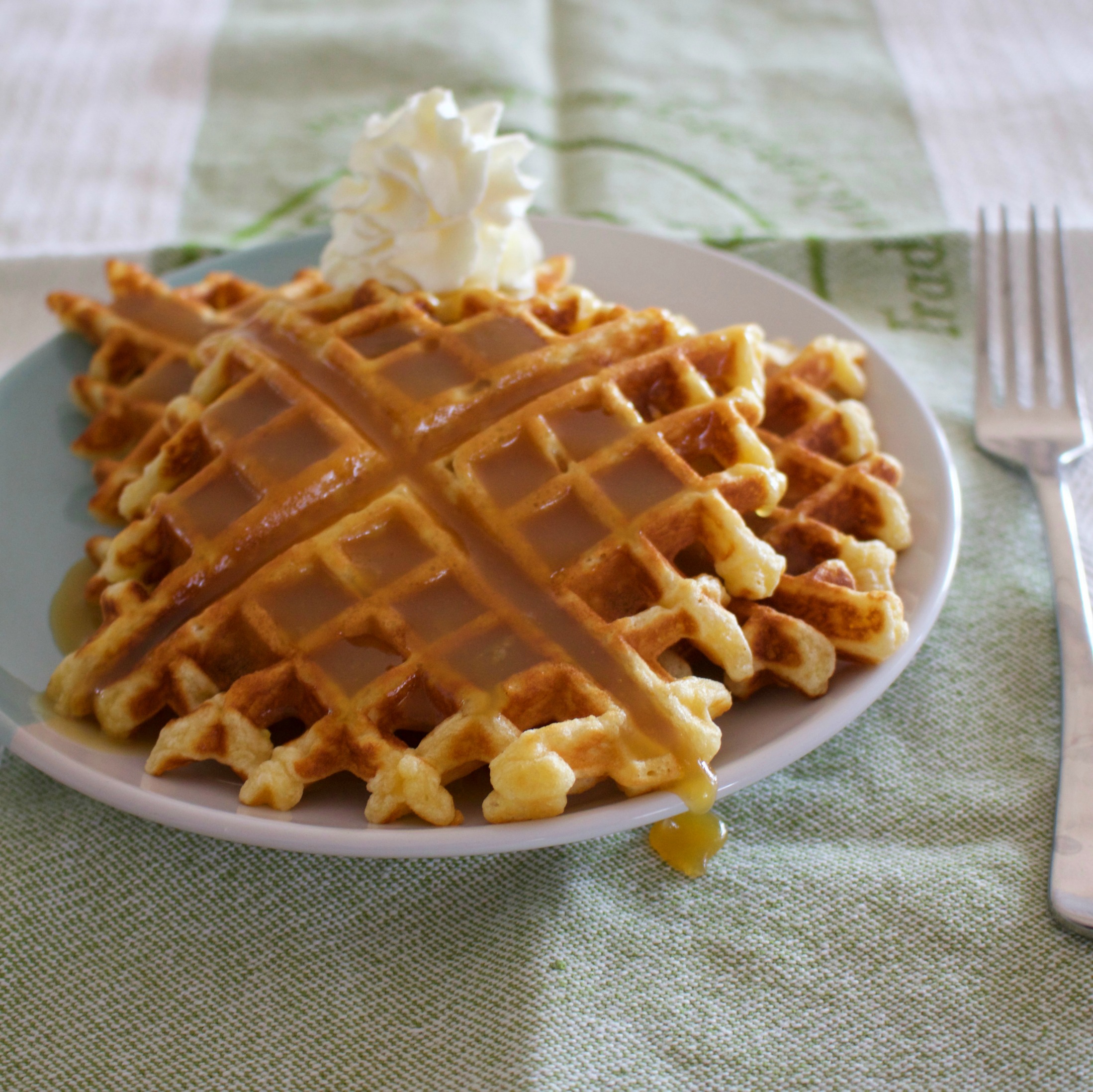 Salted caramel waffles with caramel sauce | the hungry mum